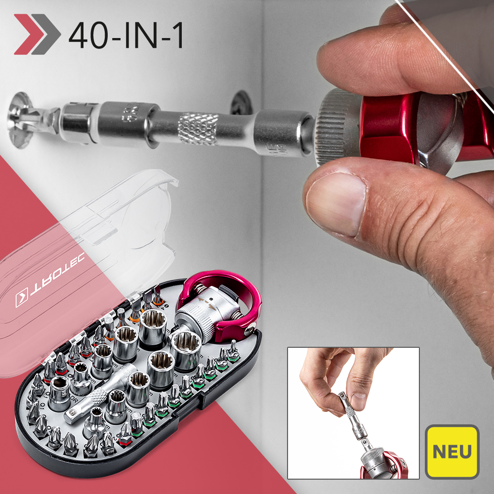 NEU 40-teiliger Bit- und Steckschlüsselsatz – gut sortiertes Allrounder ...